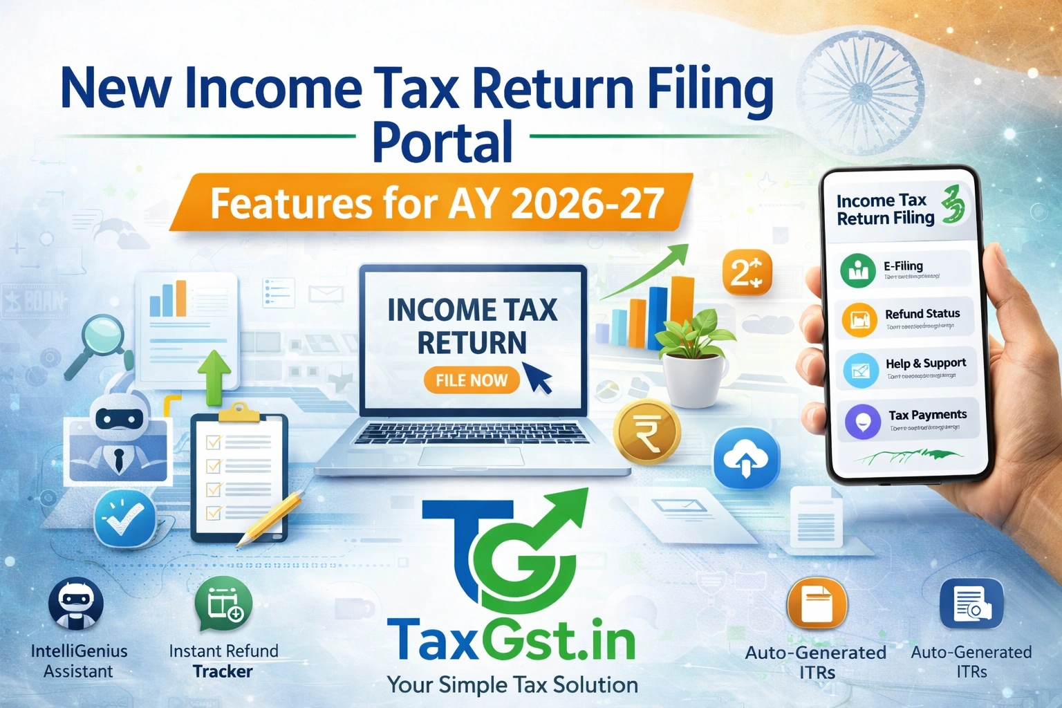 New Income Tax Return Filing Portal Features For AY 2026-27 - TaxGst.in