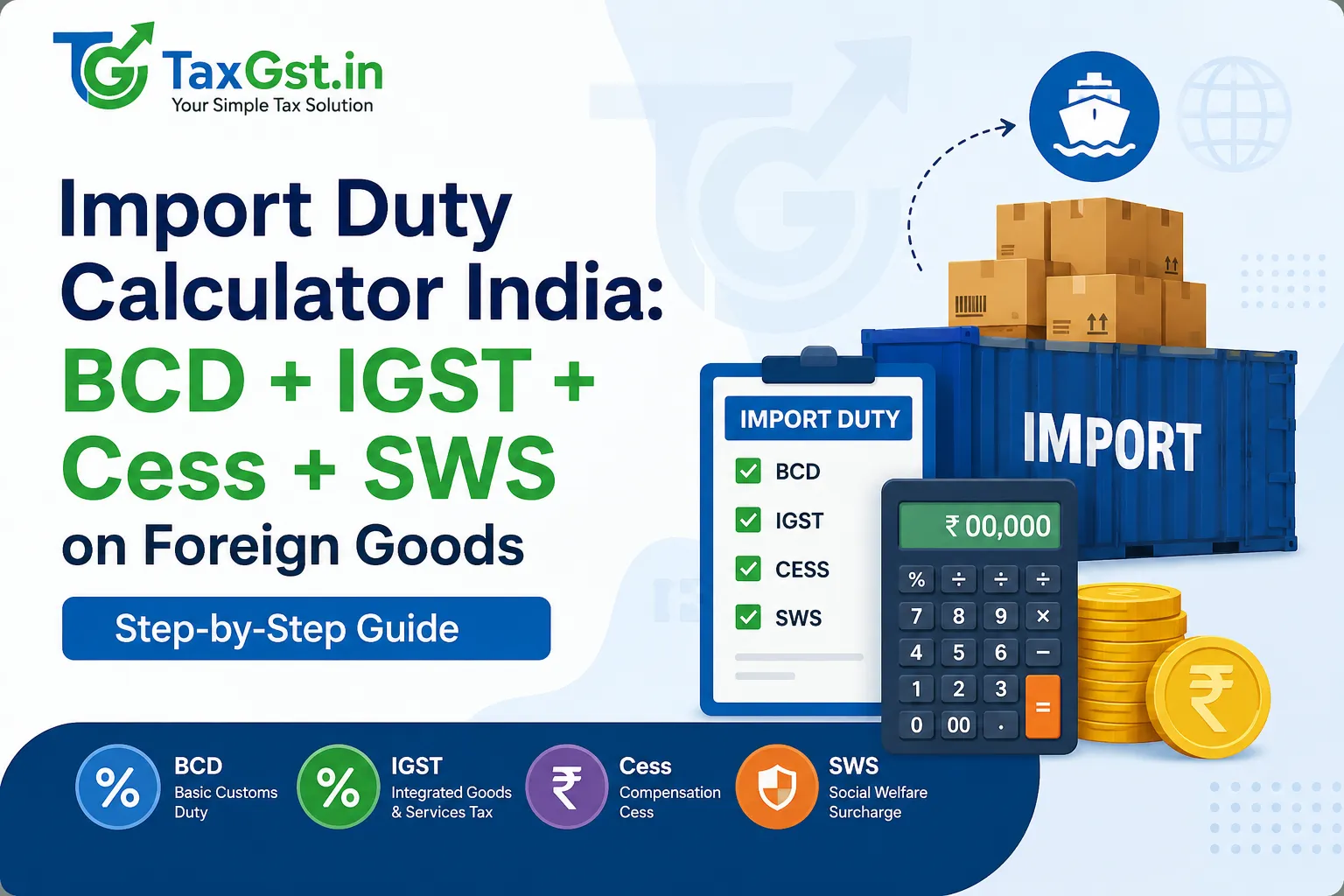 Import Duty Calculator India: BCD + IGST + Cess + SWS On
